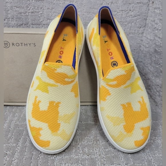 Rothy's | Shoes | Rothys The Kids Sneaker Yellow Puppy Camo Slip On ...